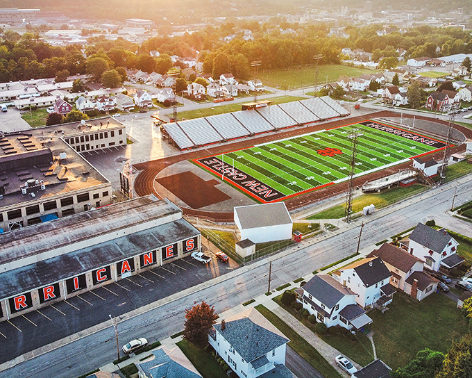 Autumn colors frame New Castle's football field &ndash; where Friday night lights illuminate a town that's gentle on your retirement budget.