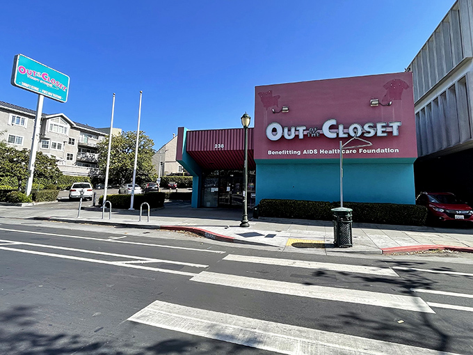 Out of the Closet's vibrant exterior is as bold as its mission. Shopping with purpose in a splash of Miami-inspired color.