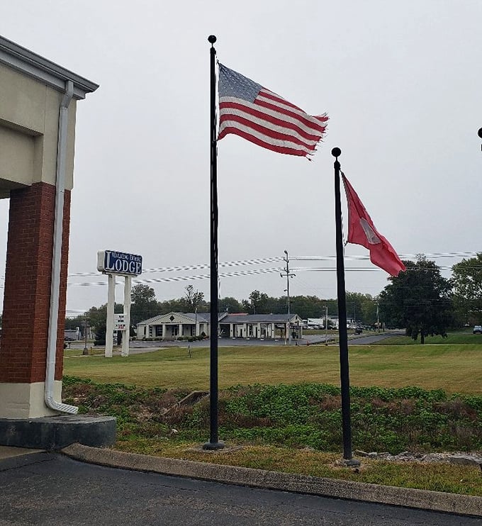 American flags flutter proudly in Lewisburg, where small-town values and friendly faces make newcomers feel instantly at home.