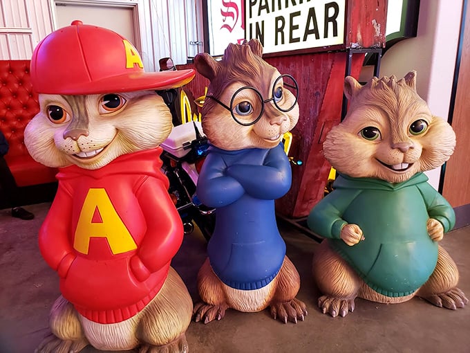 Alvin and the Chipmunks, frozen in time and slightly terrifying. They've seen things, man. They've seen things.