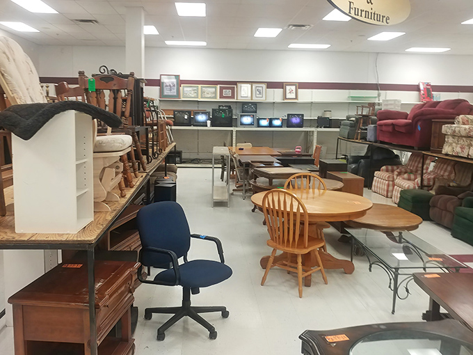 The furniture department doubles as a time machine. That wooden table has hosted decades of family dinners.
