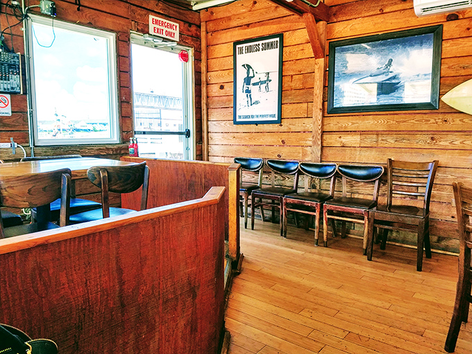Wooden booths and nautical touches that don't scream "theme restaurant"—just authentic coastal charm that's earned, not manufactured.