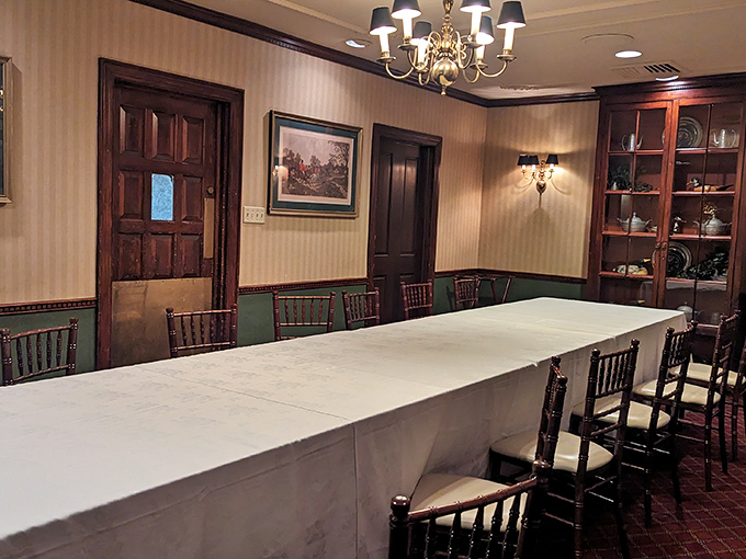 Private dining rooms maintain the inn's colonial elegance, where family celebrations become part of the building's storied history.
