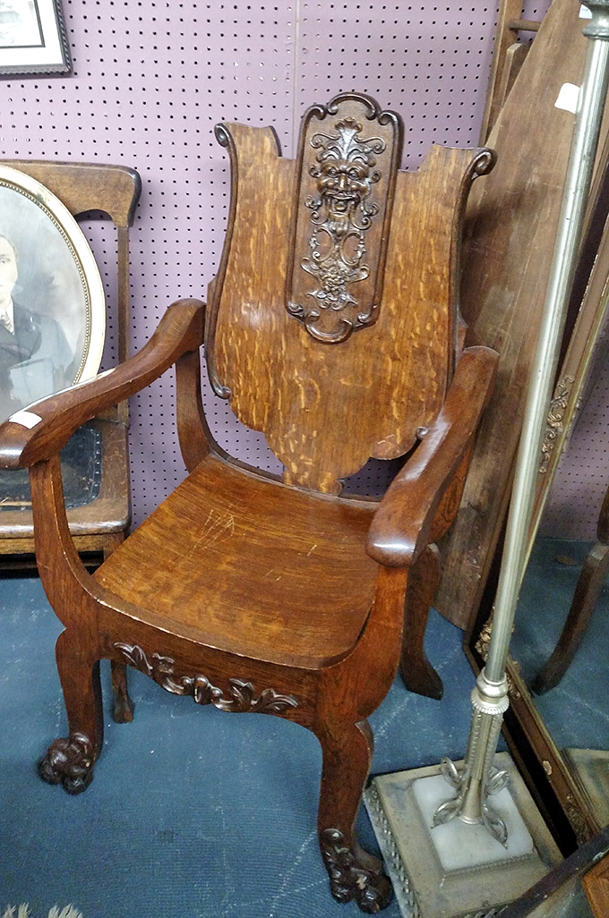 This ornate chair once hosted important conversations in parlors where manners truly mattered.