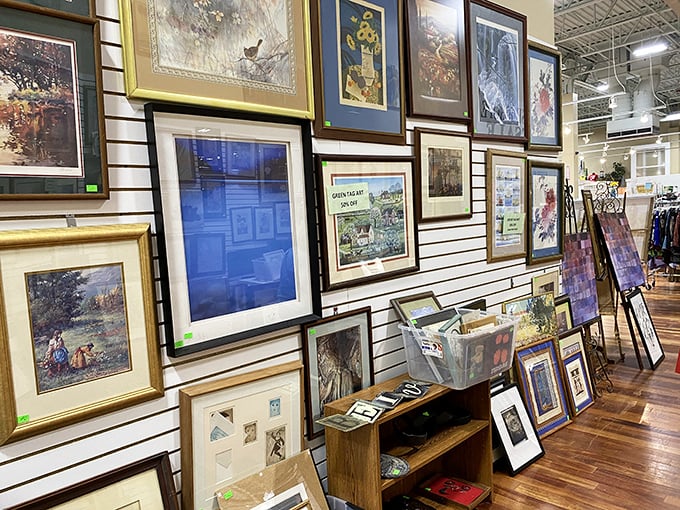 The art wall transforms your blank space from "just moved in" to "interior designer on a budget" faster than you can say "gallery wall."