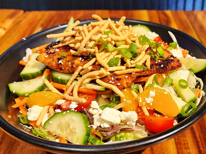 This isn't just a salad&mdash;it's a color explosion where mandarin oranges and crispy wonton strips throw a party that your taste buds crashed.
