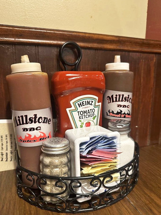 The condiment caddy&mdash;where BBQ sauce decisions become life's most important choices. Choose wisely, my friends. 
