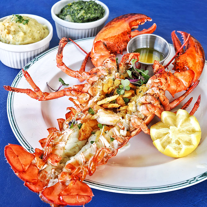 Behold the baked stuffed lobster&mdash;the Cadillac of crustacean experiences. Those claws aren't just for show; they're your ticket to butter-dipped bliss.