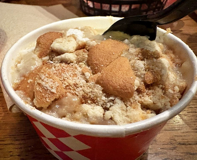 Banana pudding that makes grown adults nostalgic for grandma's kitchen&mdash;even if your grandma never made banana pudding. Those vanilla wafers seal the deal.