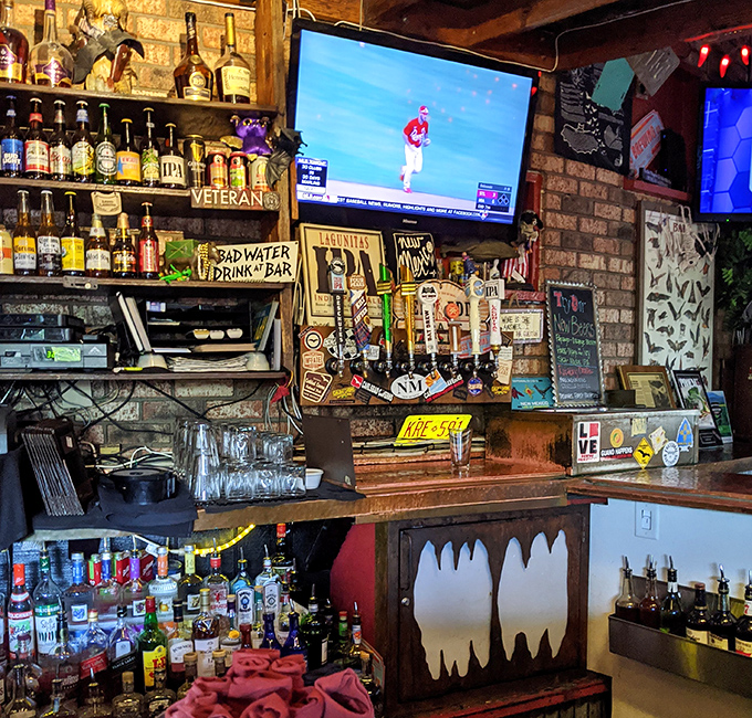 A bar stocked with enough spirits to satisfy both the living and any cave-dwelling ghosts. The perfect spot to sample that prickly pear margarita.