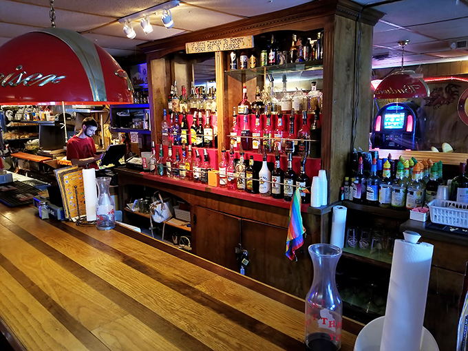 A bar that doesn't need to try to be authentic&mdash;it simply is. Those bottles aren't decoration; they're promises waiting to be kept.