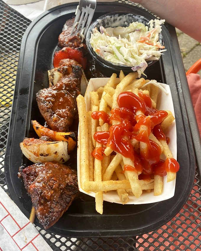 Beef kabobs bring Mediterranean flair to Pennsylvania barbecue, proving good food knows no geographical boundaries whatsoever.