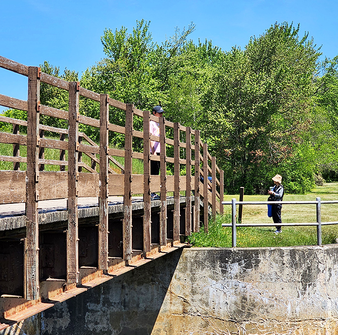Engineering meets recreation at this historic dam structure. Fishermen know this spot holds secrets worth standing still for.