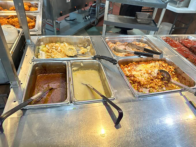 The buffet line &ndash; where food dreams come true. Those serving spoons have witnessed countless "just a little more" moments.