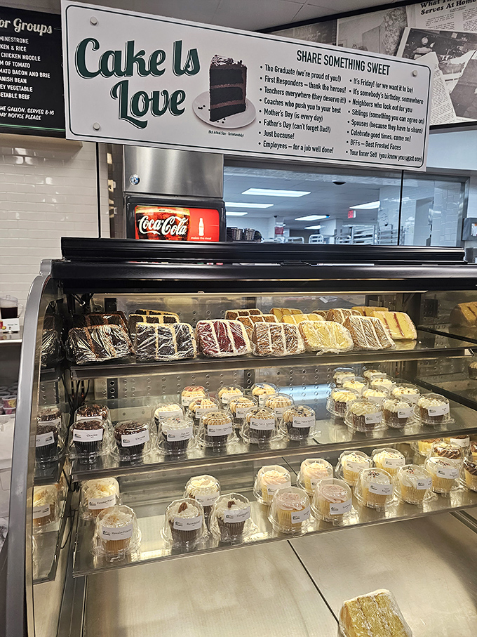"Cake is Love" isn't just a sign&mdash;it's a philosophy. This display case of sweet temptations makes a compelling argument that dessert might actually be the main event.
