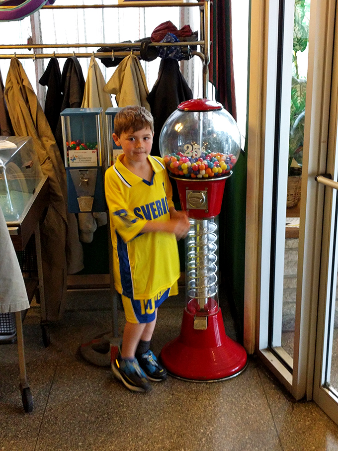 A gumball machine standing sentinel by the door&mdash;the final, colorful temptation for kids who've already negotiated ice cream after their meal.