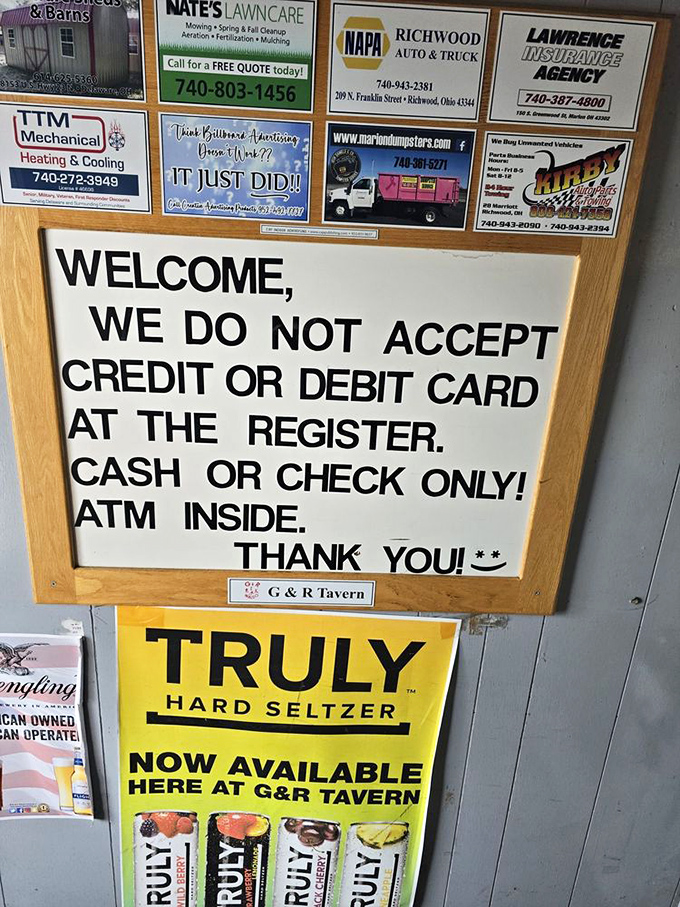 The sign says it all: cash or check only. In an age of contactless everything, G&R stands firm in its old-school ways&mdash;and we're better for it.