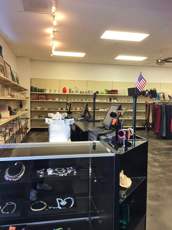 The checkout counter doubles as a jewelry showcase, where one person's discarded accessories become another's perfect finishing touch.