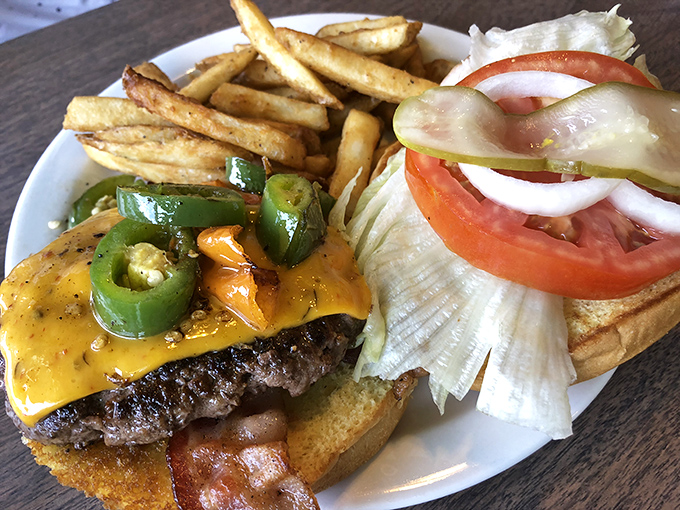 This cheeseburger arrives loaded with jalape&ntilde;os and all the fixings that transform lunch into a celebration of flavor.