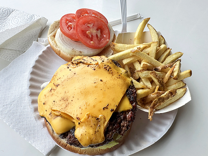 This isn't just a cheeseburger &ndash; it's a statement of purpose, a declaration that perfection requires nothing more than quality ingredients and respect.