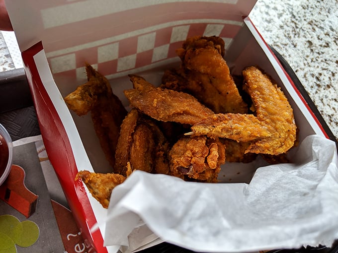 Wings so perfectly fried they make angels weep. That crunch could be heard three counties over.