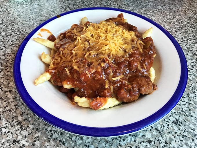 These chili cheese fries aren't just a side—they're a commitment. Melted cheese blankets savory chili over golden fries in perfect harmony.