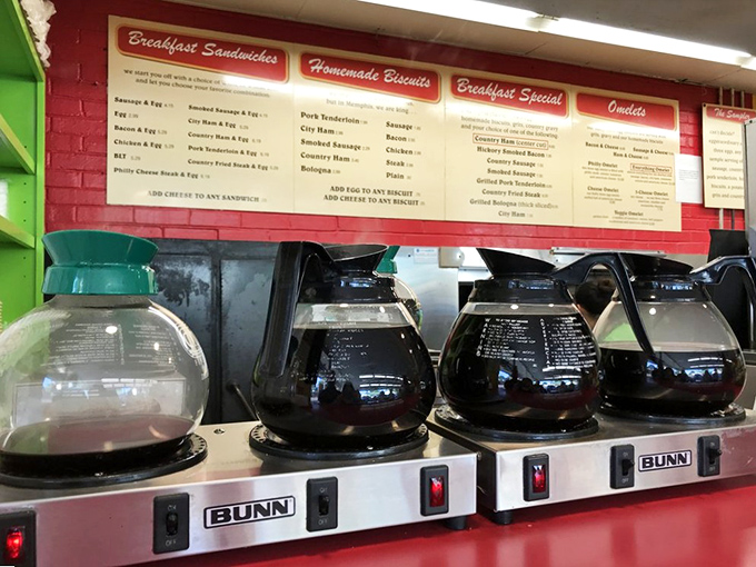 Coffee pots at the ready because good breakfast requires proper fuel to start things right.