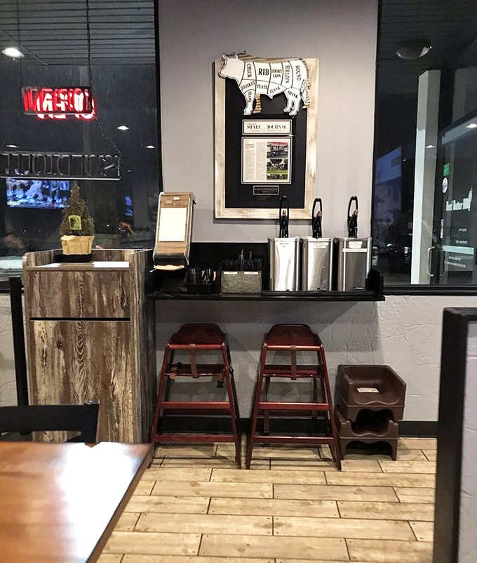 Every great barbecue joint needs a diagram showing where different cuts come from &ndash; it's like a treasure map for meat lovers planning their next culinary adventure.