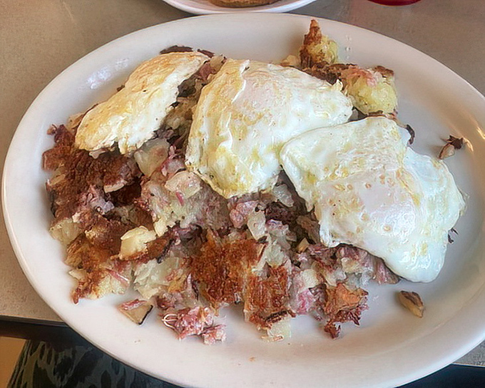 Corned beef hash topped with eggs &ndash; breakfast of champions or the perfect hangover cure? The correct answer is "absolutely both."