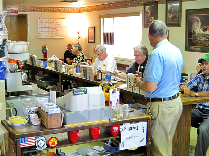 The counter at Flo's: where solo diners become regulars, coffee cups are never empty, and conversations flow as freely as the coffee.