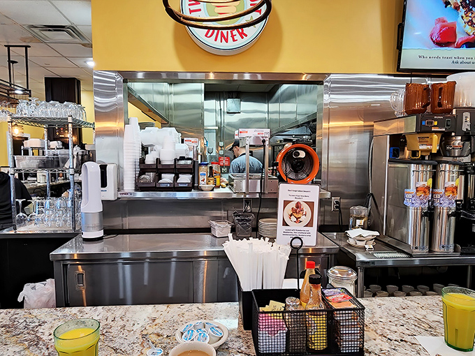 The beating heart of biscuit operations&mdash;a counter where breakfast dreams come true and coffee cups never stay empty for long.