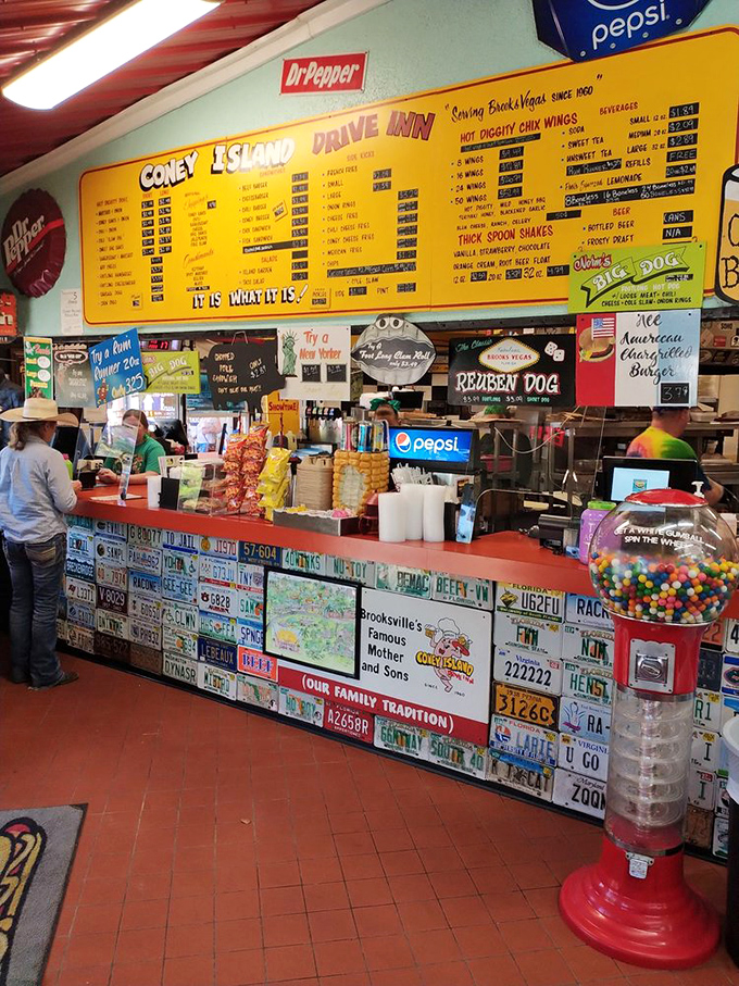 License plates from across America decorate the counter &ndash; silent testimony to road-trippers who've made this Florida institution a mandatory pit stop.