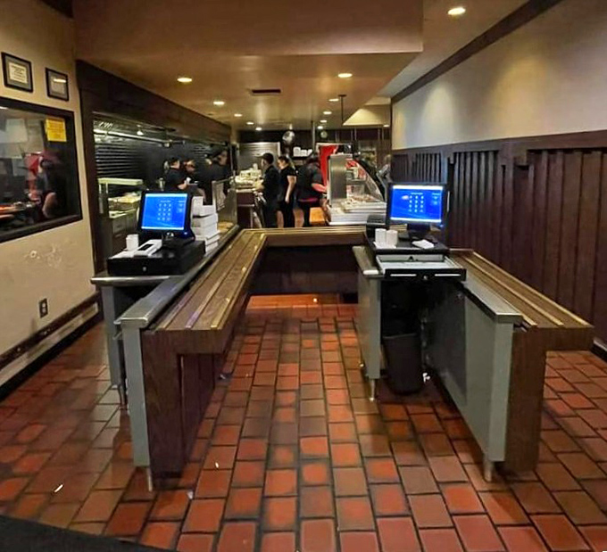 The cafeteria-style service line is where the magic begins&mdash;pick your tray, place your order, and watch as your steak sizzles on the grill before your eyes.