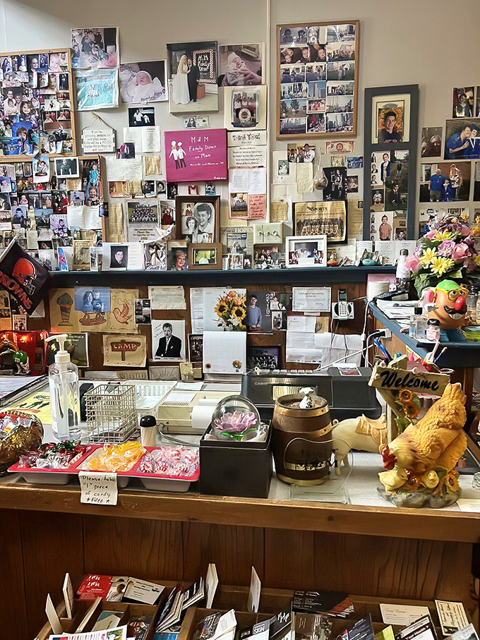 The counter tells the diner's history better than any book could. Where every photo, note, and memento represents a chapter in Logan's story.