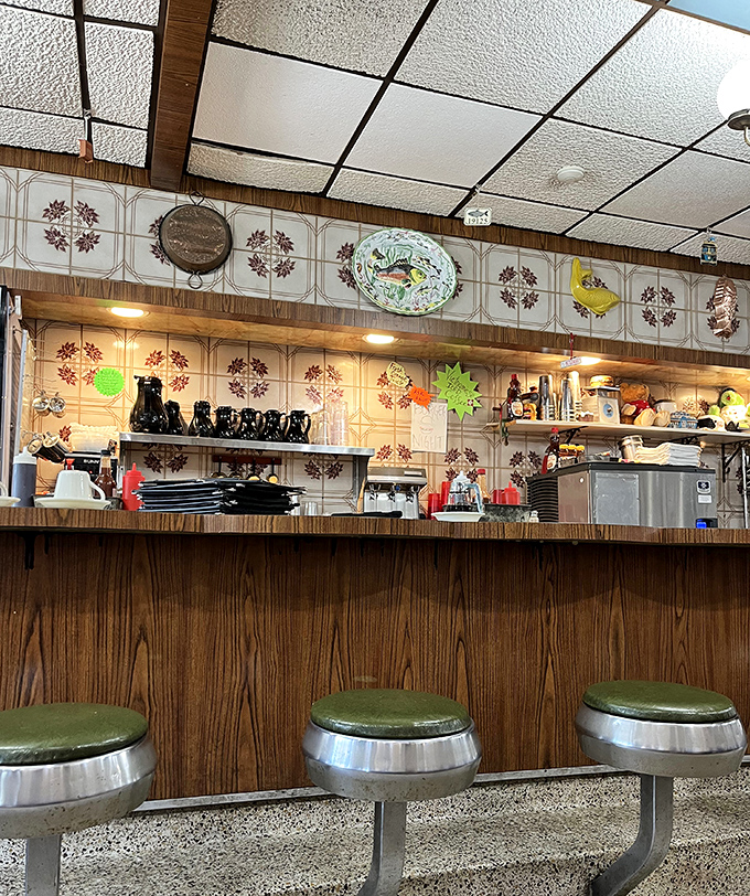 Retro stools and vintage tile work transport you to when diners were America's unofficial town halls and gossip.