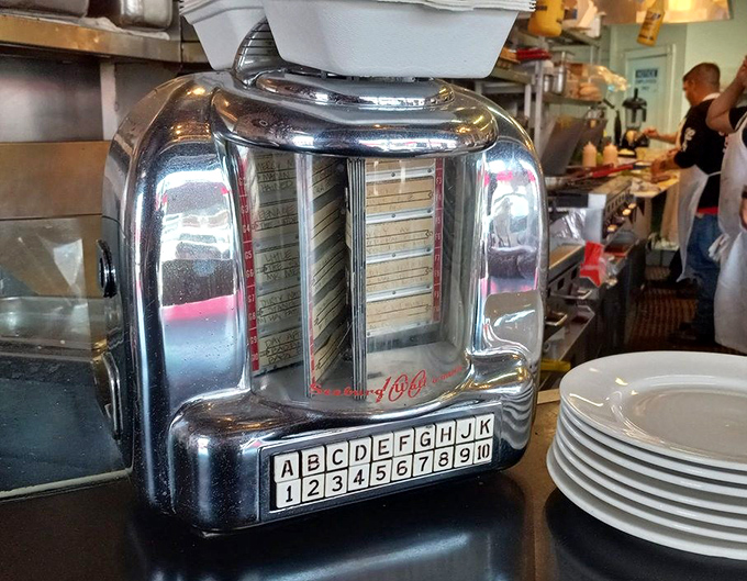 This vintage tableside jukebox doesn't play music, but it does contribute to the symphony of nostalgia that makes Millie's feel like home.
