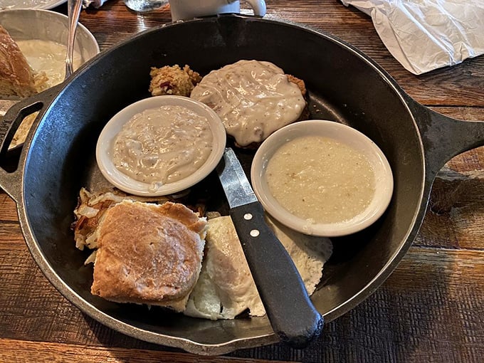 The ultimate breakfast skillet&mdash;where biscuits, gravy, and country-fried goodness come together in cast iron harmony.