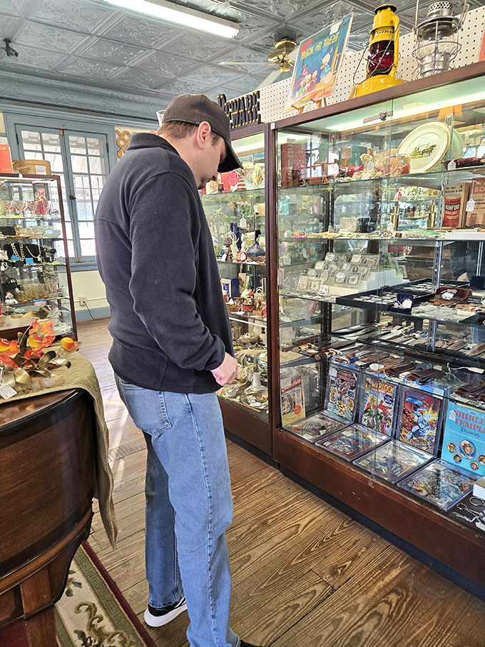 Every glass case holds potential discoveries&mdash;this shopper might just find that missing piece from his childhood collection of vintage toys.