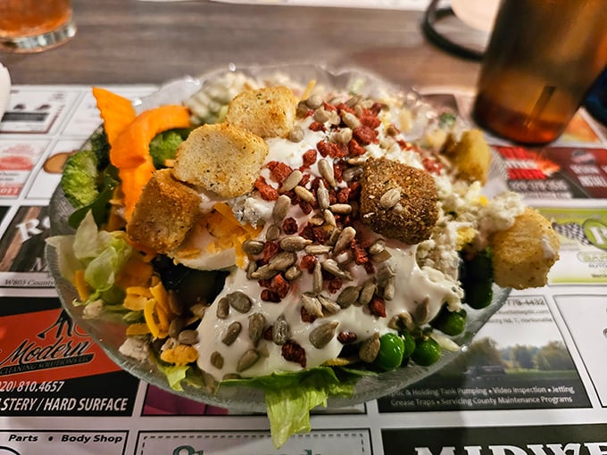 A loaded salad that defies the "just a side" category. With croutons, bacon bits, and creamy dressing, this plate is a meal's opening act worth applauding.
