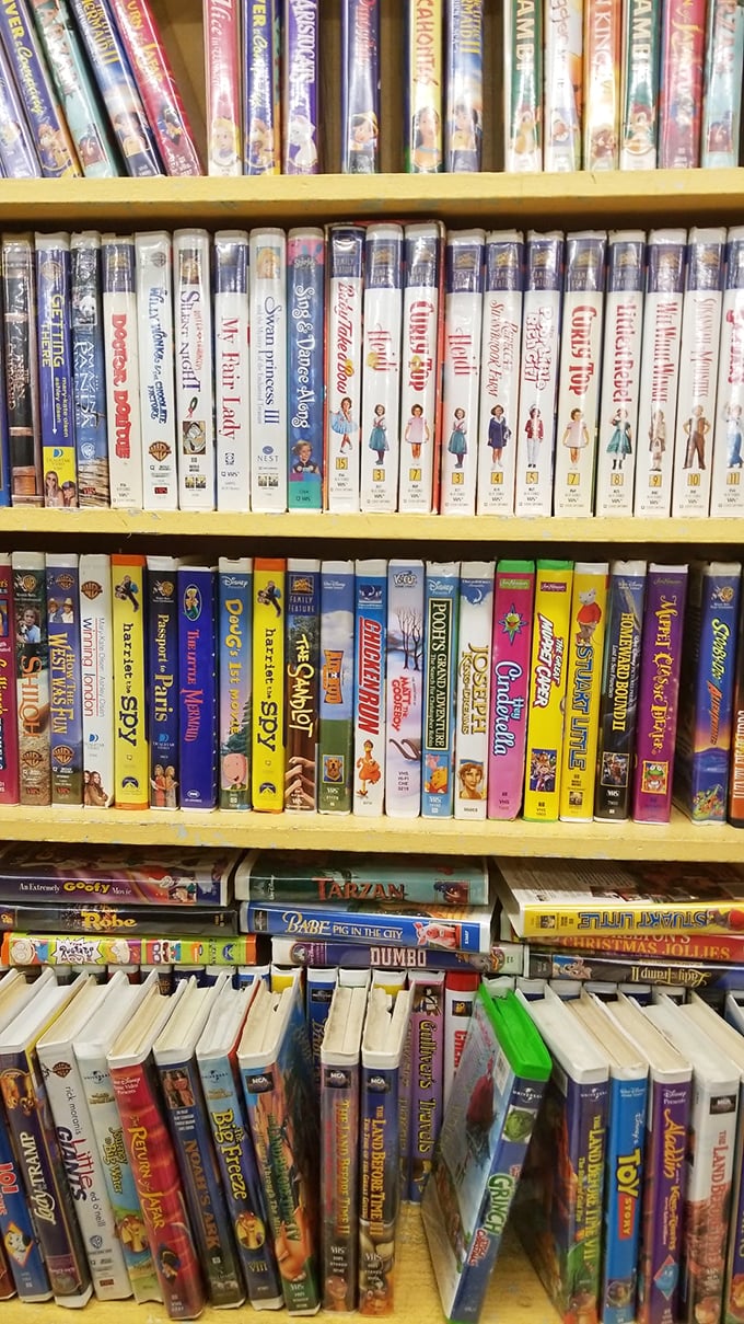 VHS tapes and DVDs: a nostalgic trip down memory lane when "Netflix and chill" meant a trip to Blockbuster and microwave popcorn.