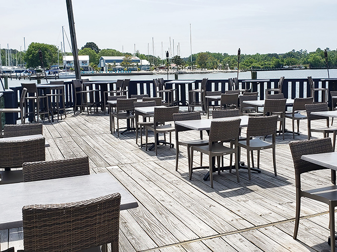 Waterfront dining doesn't get more authentic than this weathered deck. Every splinter tells a story of countless seafood feasts and Chesapeake sunsets.