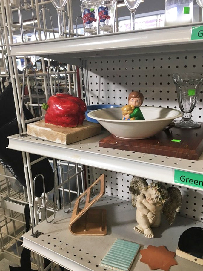 One person's quirky is another's perfect accent piece. That ceramic child figurine is just waiting to become your home's most charming oddity.