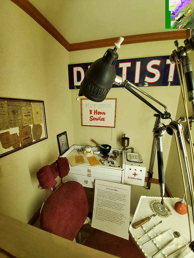 "One-hour service" at the dentist meant something entirely different before novocaine. That drill looks like it belonged in a hardware store.