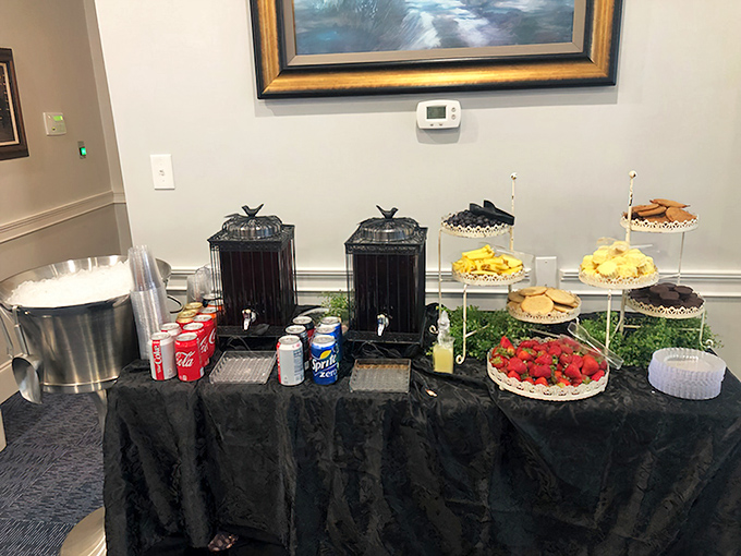 Dessert spread that makes diets cry surrender. Those tiered cake stands aren't just serving desserts&mdash;they're displaying edible art. 