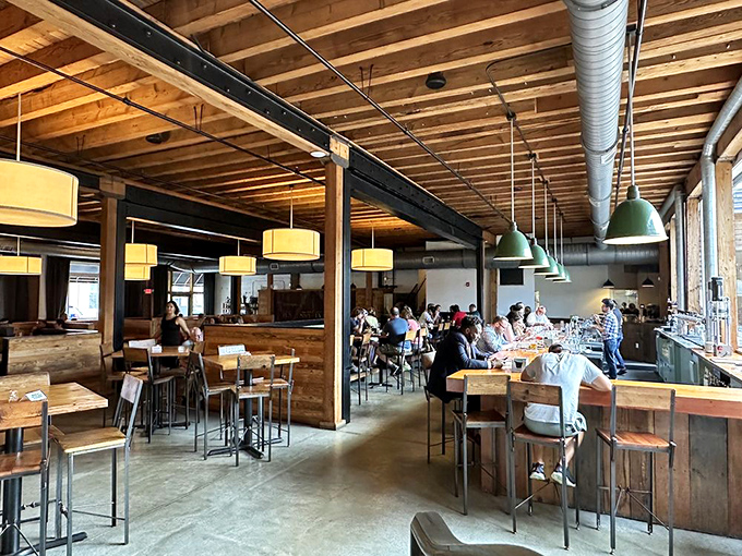 The happiest kind of social distancing: one that involves wooden tables, good lighting, and the anticipation of exceptional food.