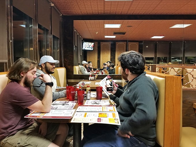 A snapshot of diner democracy in action &ndash; where conversations flow as freely as the coffee refills.
