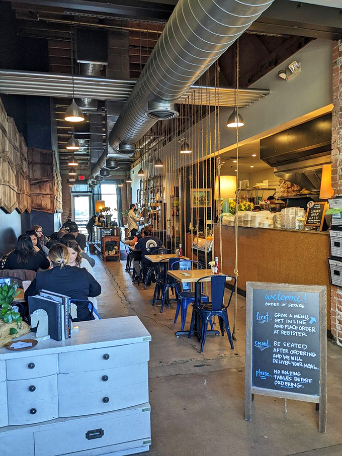 The narrow space somehow never feels cramped, with diners happily navigating between tables in pursuit of breakfast nirvana.