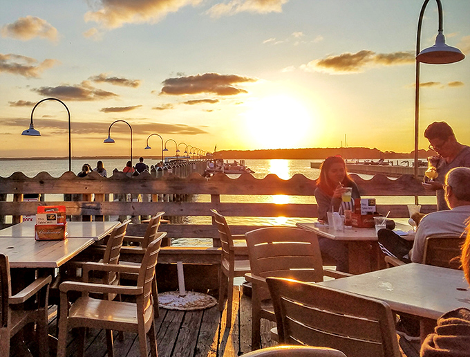 Nature's dinner theater presents: "Sunset Over Rehoboth Bay," with special guest appearances by Orange Crushes and seafood platters.