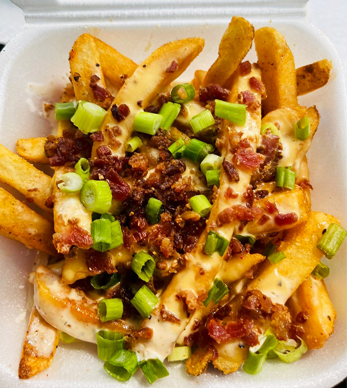 Dirty fries that make you question your upbringing&mdash;where was this combination of cheese, bacon, and green onions when you were growing up?