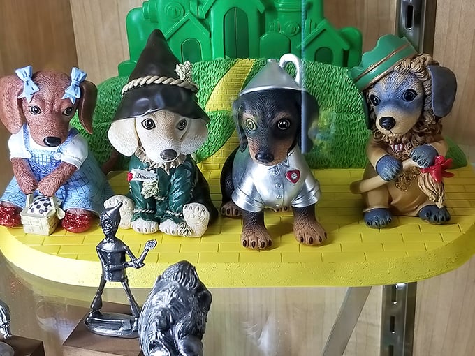Dorothy and friends reimagined as dachshunds&mdash;because apparently regular collectibles weren't cute enough to separate fans from their souvenir budget. 